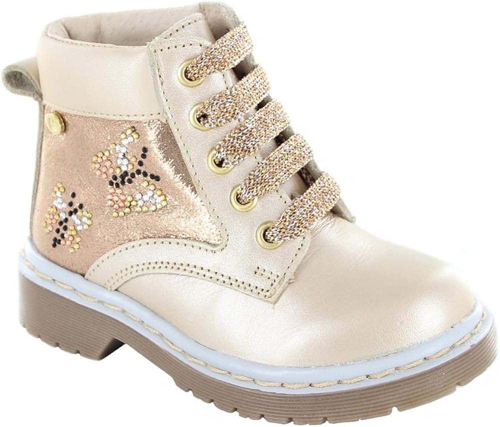 Amazon.com: COQUETA Girls Fashion Gold Ankle Boots with Laces and ...