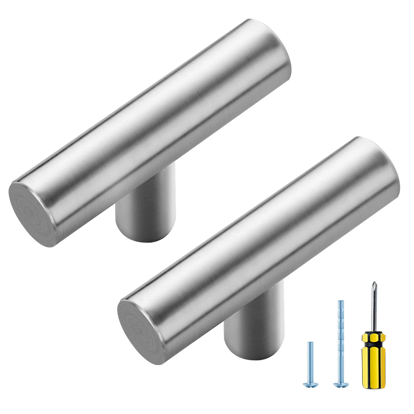 Ravinte 5 Pack Brushed Nickel T Bar Cabinet Knobs 2 Inch Dresser Knobs ...