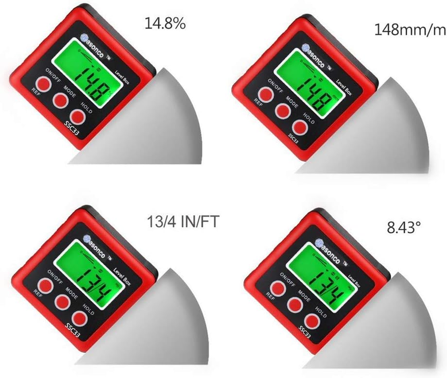 Sasonco Digital Spirit Level Protractor Inclinometer Gauge Precision ...