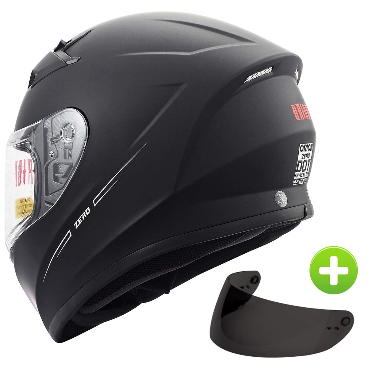 Amazon.com: Orion Zero Full-Face Motorcycle Helmets DOT Approved + One ...