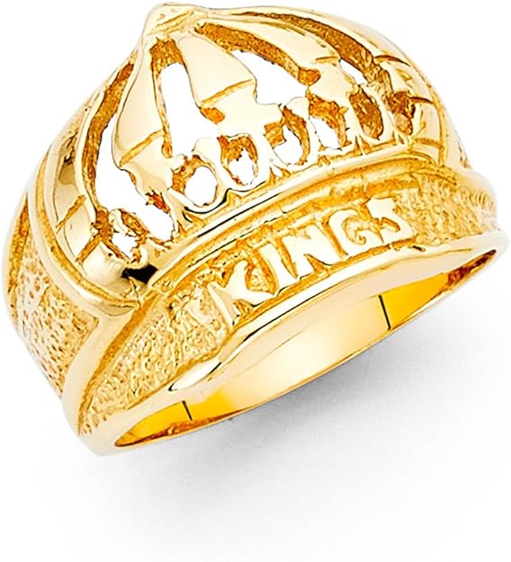 14K Solid Gold Brilliant Men's King Crown Ring, Size 13.5: Amazon.co.uk ...