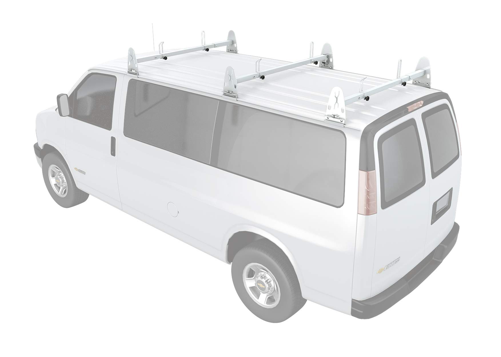 AA-Racks Model X27 Rain-Gutter Van Roof Racks Square 3 Bar Set with ...