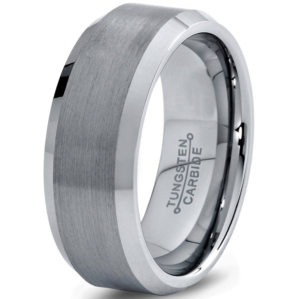 Tungsten Wedding Band Ring 4mm 6mm 8mm 10mm for Men Women Silver Grey ...