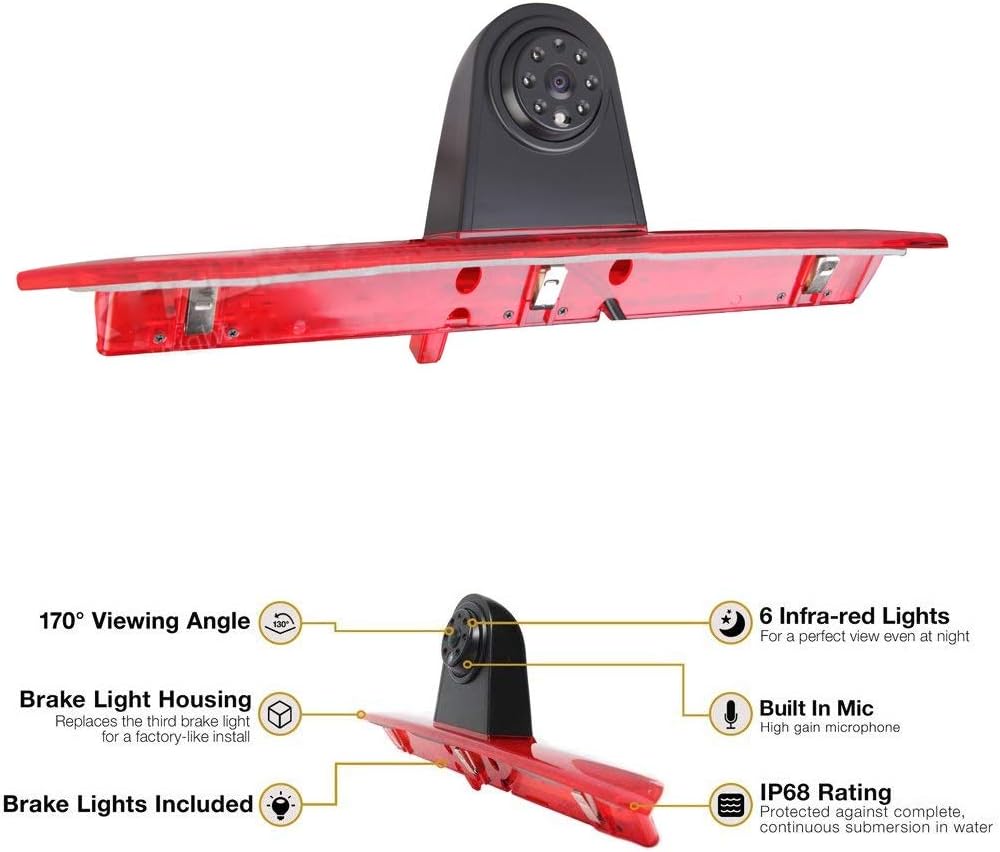 3RD Brake Light Rear View Backup Parking Reversing Camera With 7.0 Inch ...