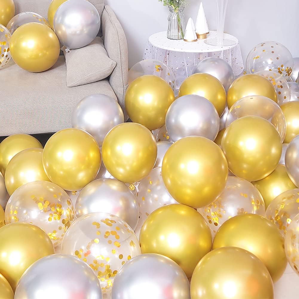100 pcs Metallic Balloons, 5 Inch Decorative Shiny Latex Ballons Thick ...