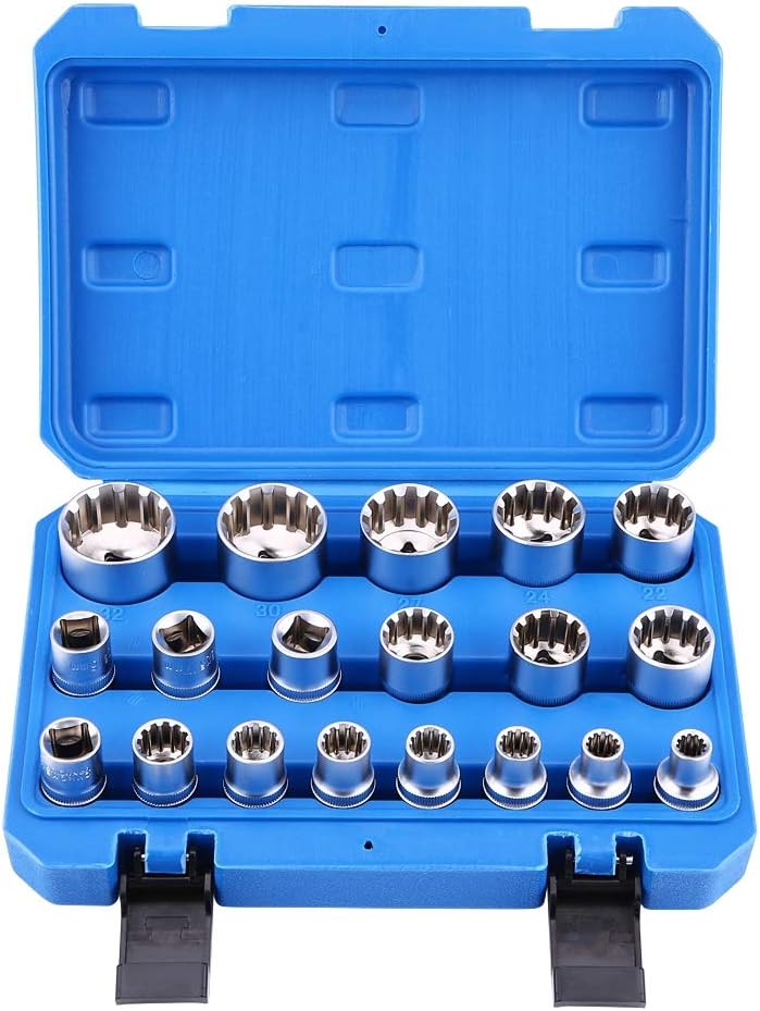 Gear Socket Set, 19Pcs Universal Multi-Tooth Gear Lock Socket Sockets ...