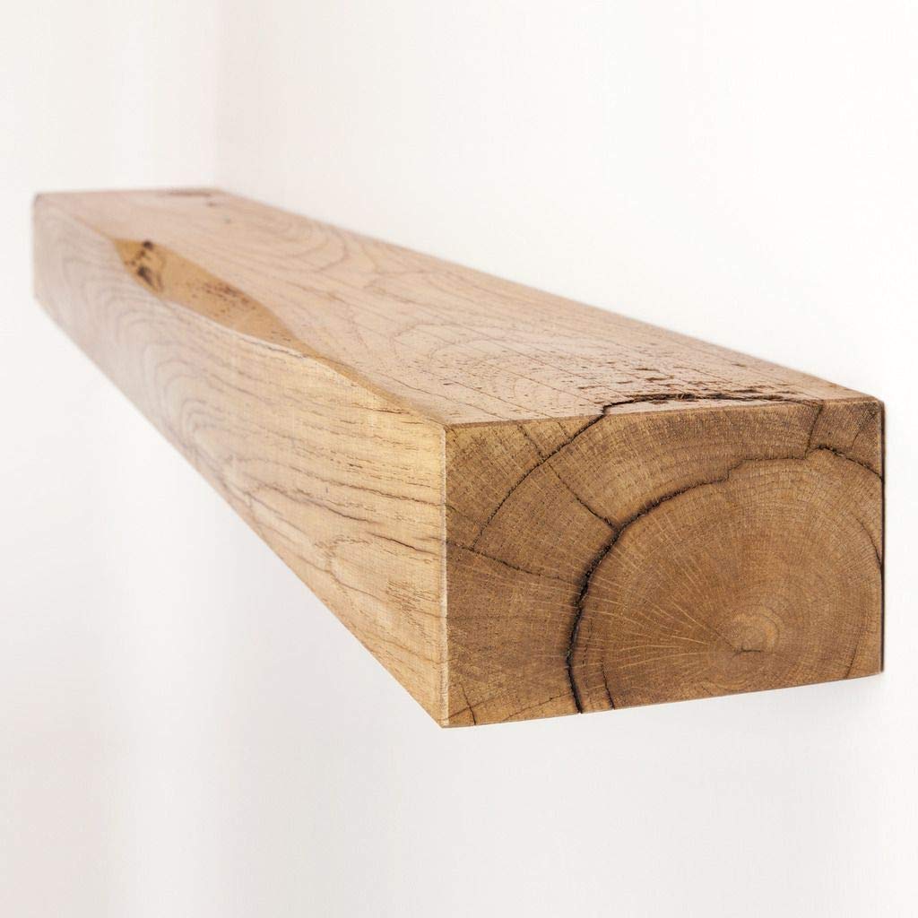 Funky Chunky Furniture 6x4 Solid Reclaimed Oak Floating Shelf, English ...