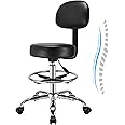 Amazon.com: Rolling Stool with Back Adjustable- Ergonomic Back Support ...