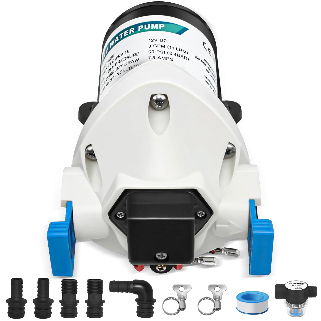 R3526144D RV Water Pump, 3 GPM 50 PSI 12V Diaphragm pump?12V DC Triplex ...