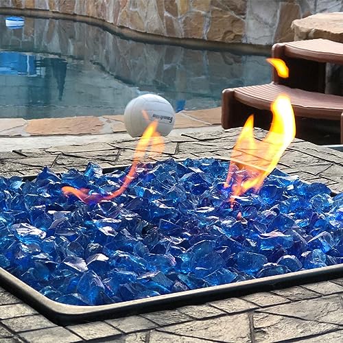 Blue Fire Pit Glass