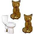 2Pcs Toilet Bolt Caps Golden Ceramic Lovely Cat,Animal Shape Toilet ...