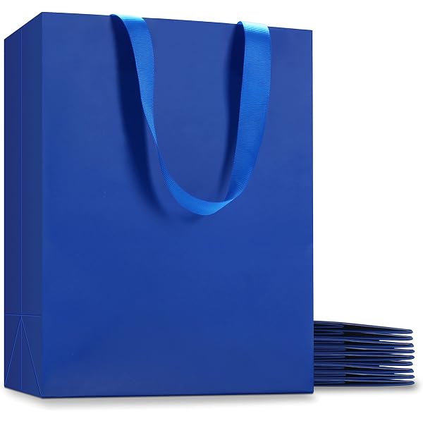 Matt Laminated Medium Gift Bags 9x7.5x4 Inches 12-Pack Light Blue Gift ...