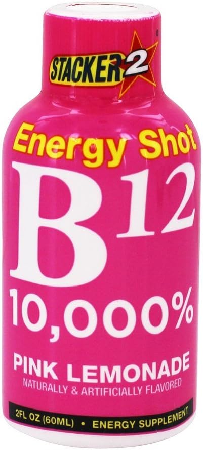 Amazon.com: Stacker 2 - B12 10,000% Energy Shot Pink Lemonade - 2 fl ...