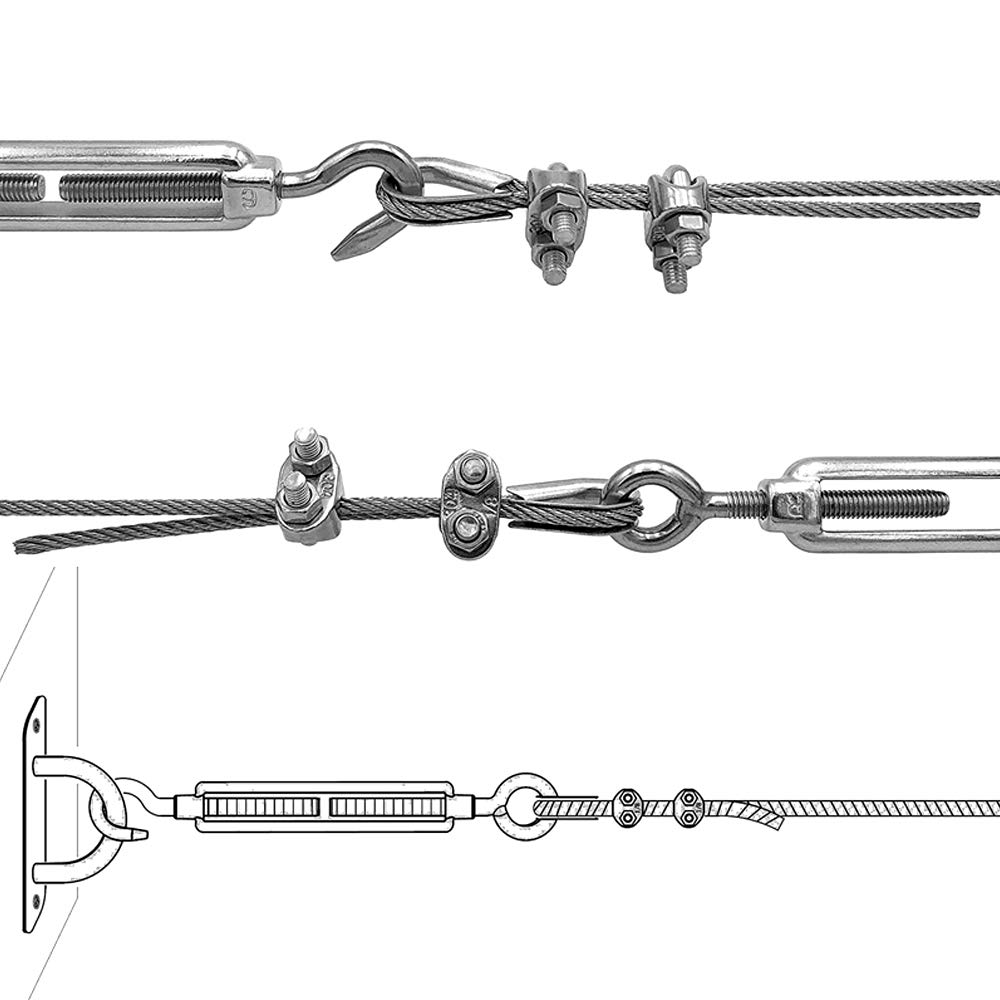 Wire Rope Clip,304 Stainless Steel M3 Wire Rope Grips Bolts and 3mm ...