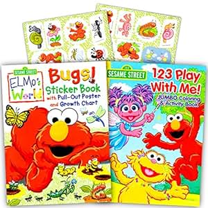 Amazon.com: Sesame Street Elmo Coloring Book Set with Stickers (2 Book ...