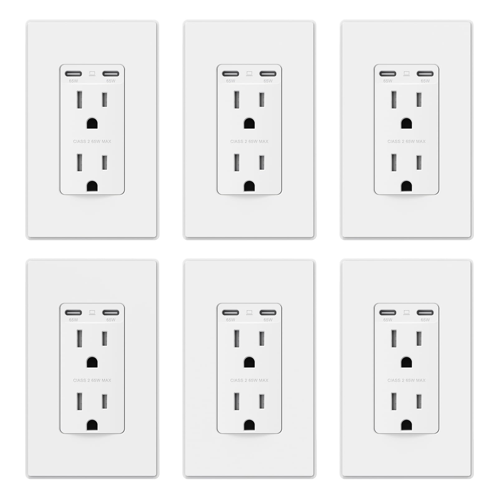 ELEGRP 65W Ultra-Speed USB C Outlet Receptacle for Laptop, 15 Amp Wall ...