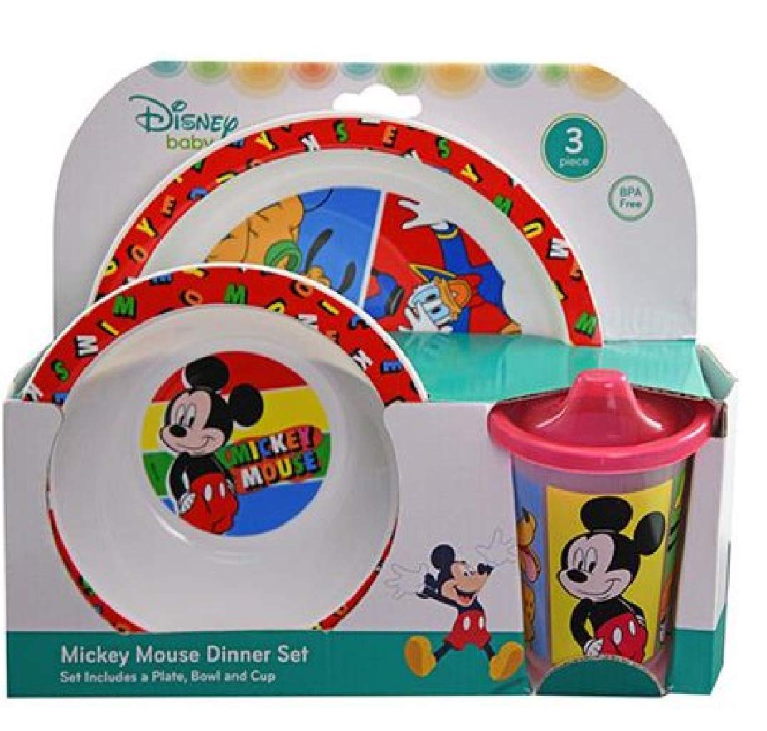 Amazon.com : Mickey Mouse 3pc PP Dinner Set in Open Box (Plate, Bowl ...