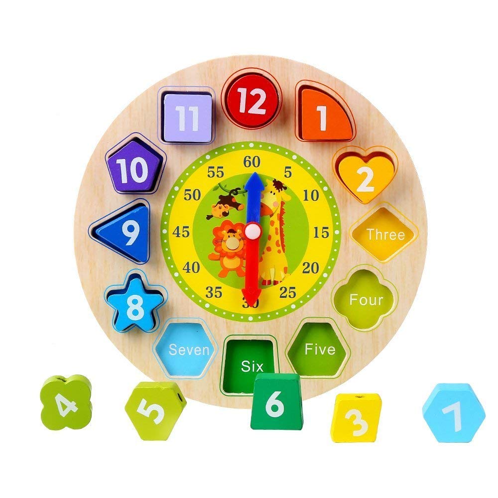 Mua LOKIPA Wooden Clock Puzzle Blocks Matching Game Montessori Jigsaw ...