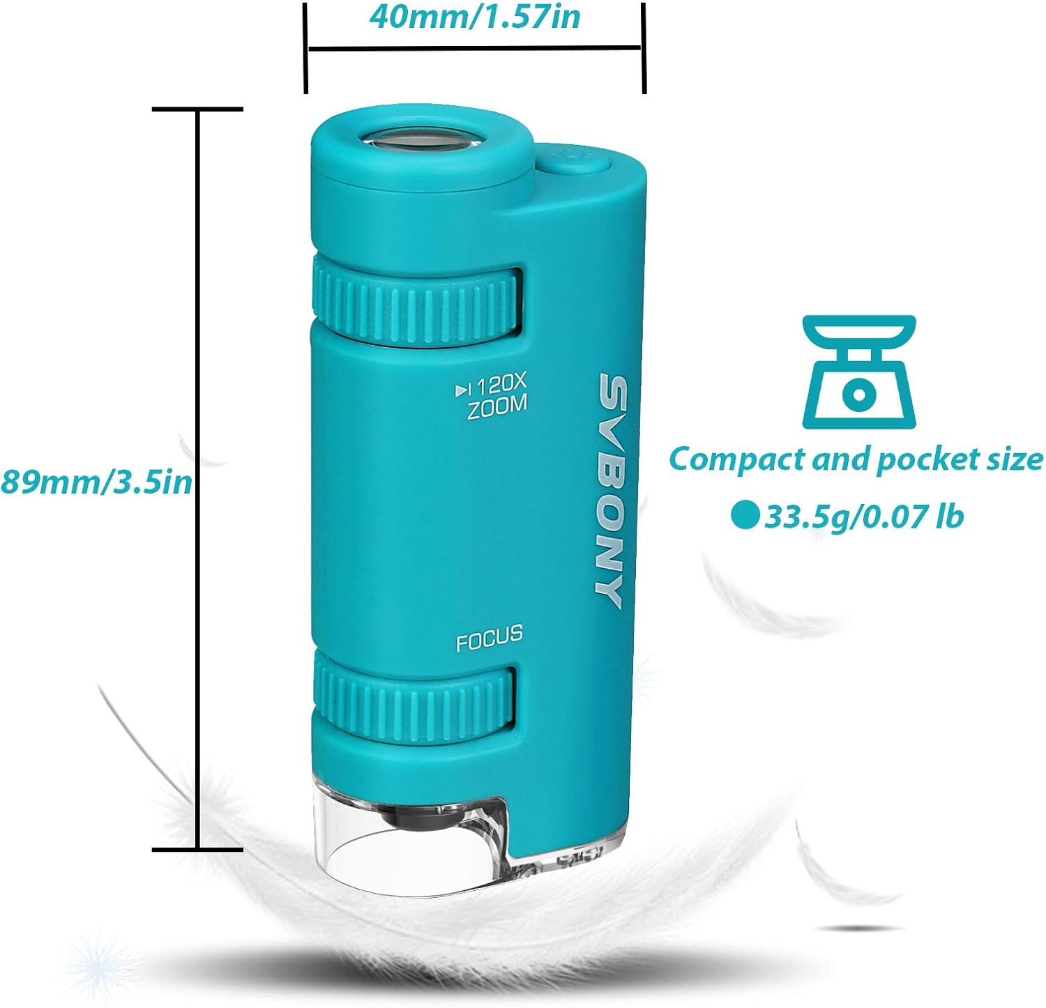Svbony SV603 Pocket Microscope with Light,60x-120x Handhold Microscope ...