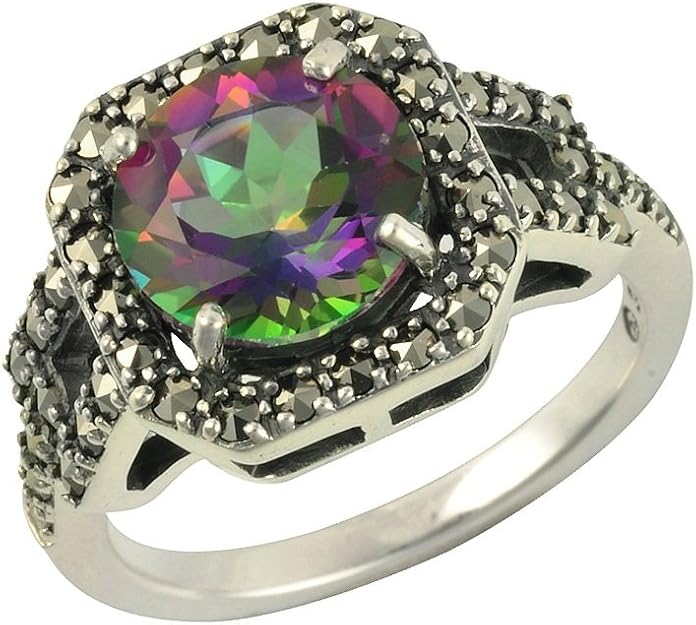 Esse Marcasite Ring Sterling-Silber 925 3,5 Karat Topas Markasit ...