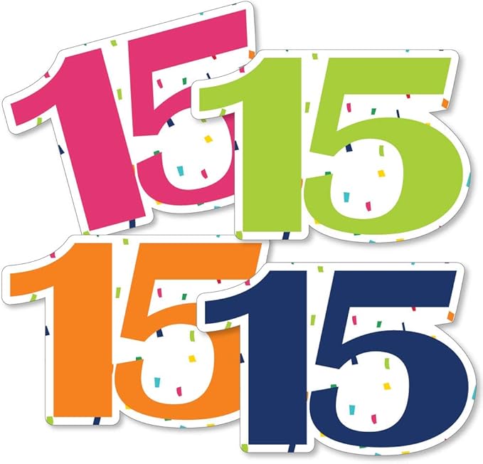 15th Birthday - Cheerful Happy Birthday - Fifteen Shaped Decorations ...