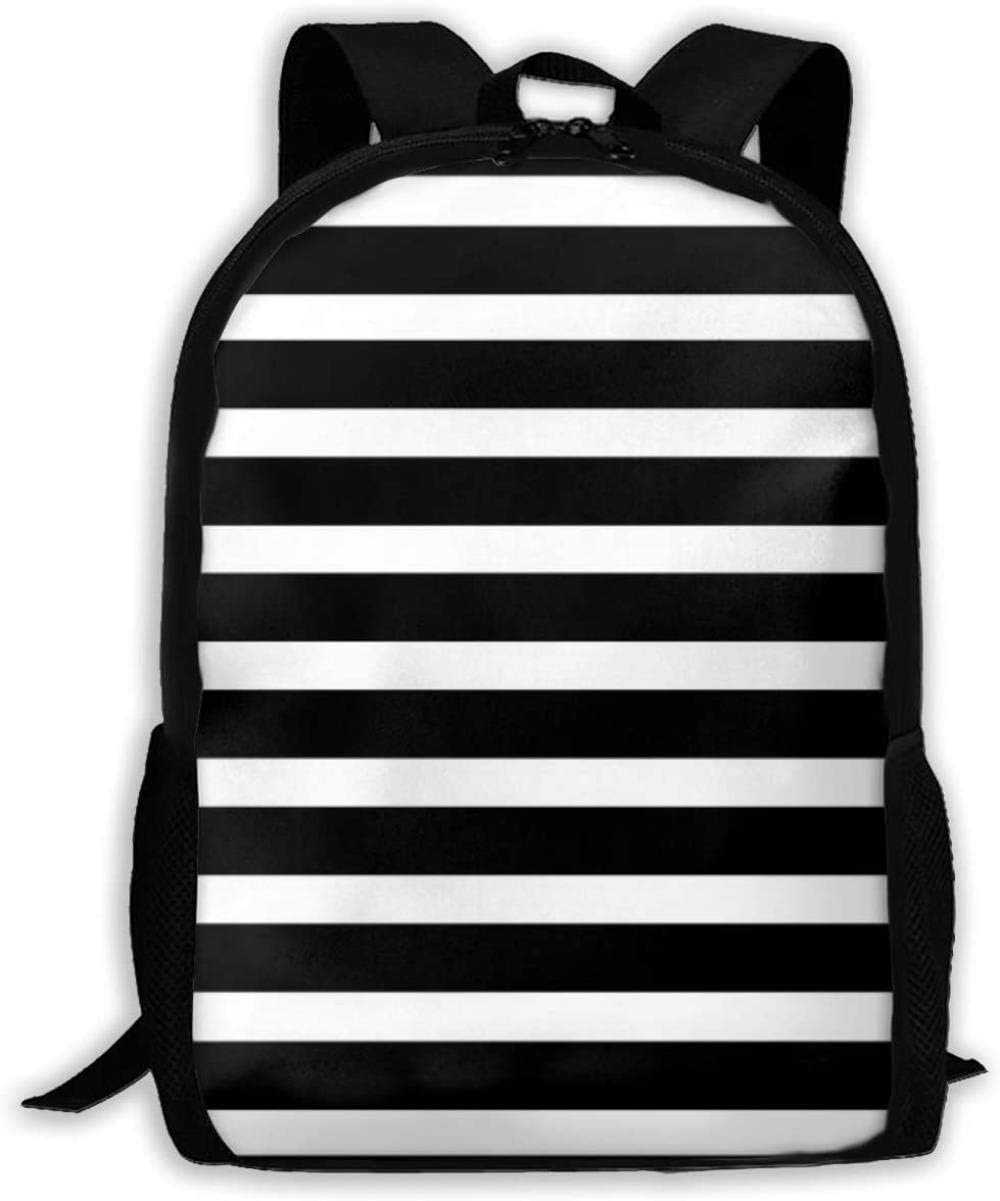 Black White Stripe Backpack School Bag 3D Print Lightweight Bookbag ...