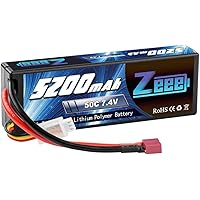 Zeee 2s Lipo Battery 7.4V 50C 5200mAh RC Lipo Batteries Hard Case with Dean-Style T Connector ...