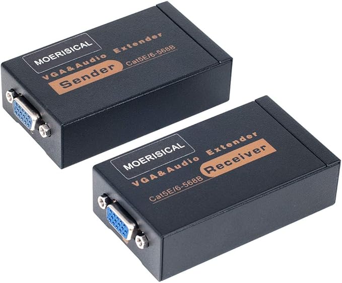 Amazon.com: MOERISICAL VGA Cat5e Cat6 Extender 300ft Video Repeater ...