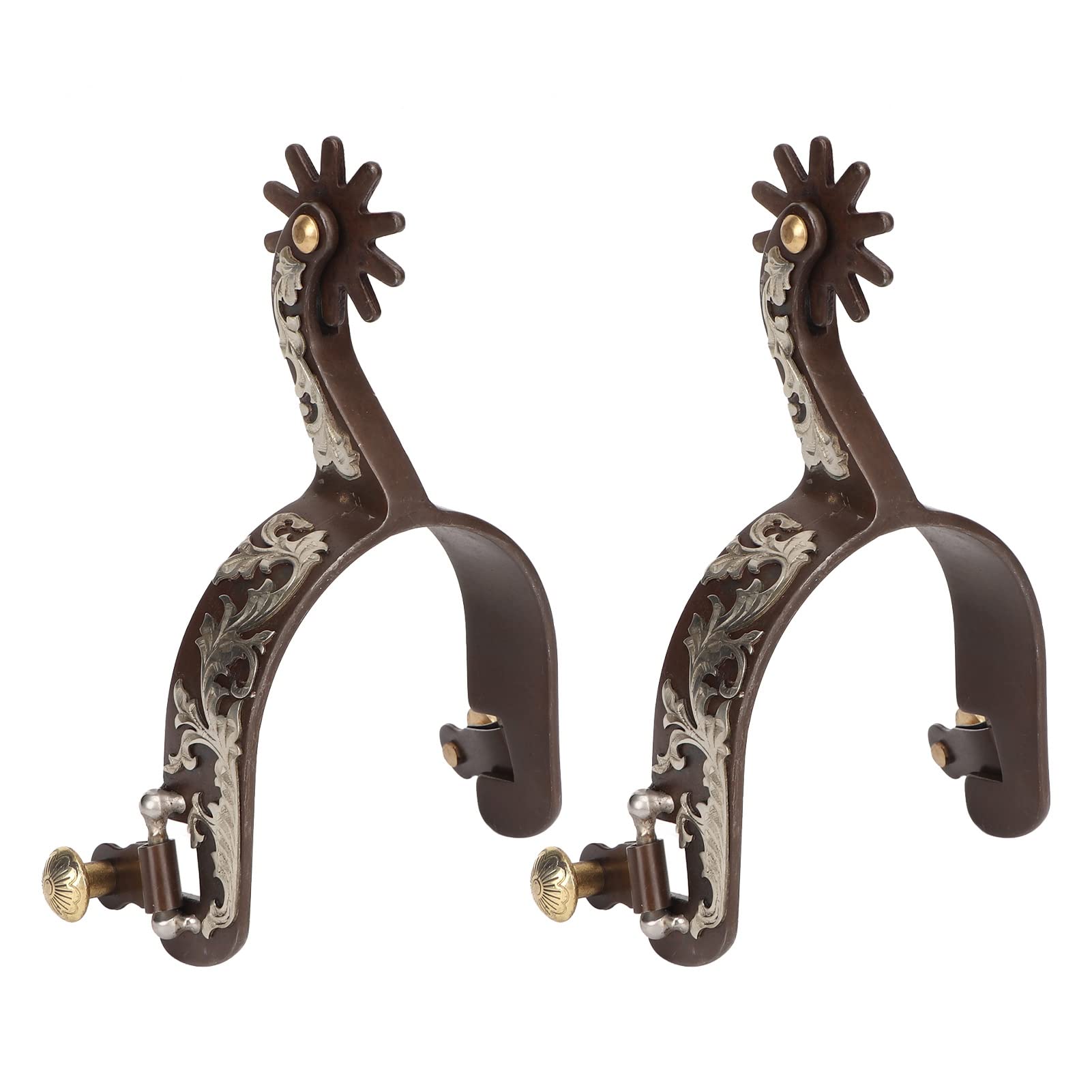 ASHATA 2Pcs Western Spurs, Vintage Carved Spurs, Retro Bronze Low ...