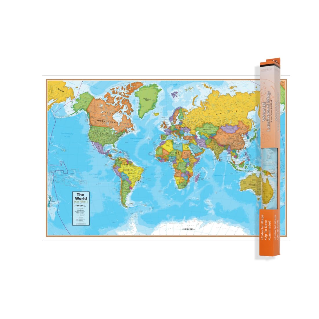 Waypoint Geographic Blue Ocean Series World Wall Map, Laminated World ...