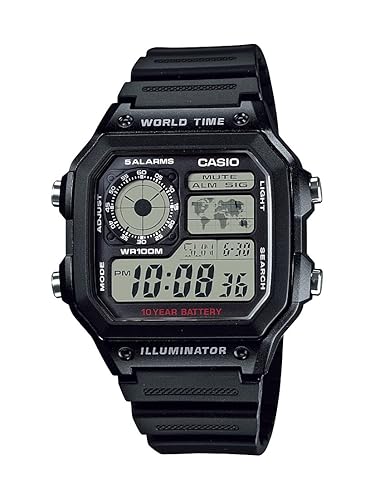 Casio AE1200WH Series | Men’s Digital Watch | 100M WR | Multi Alarms | 100 SEC Stopwatch ...