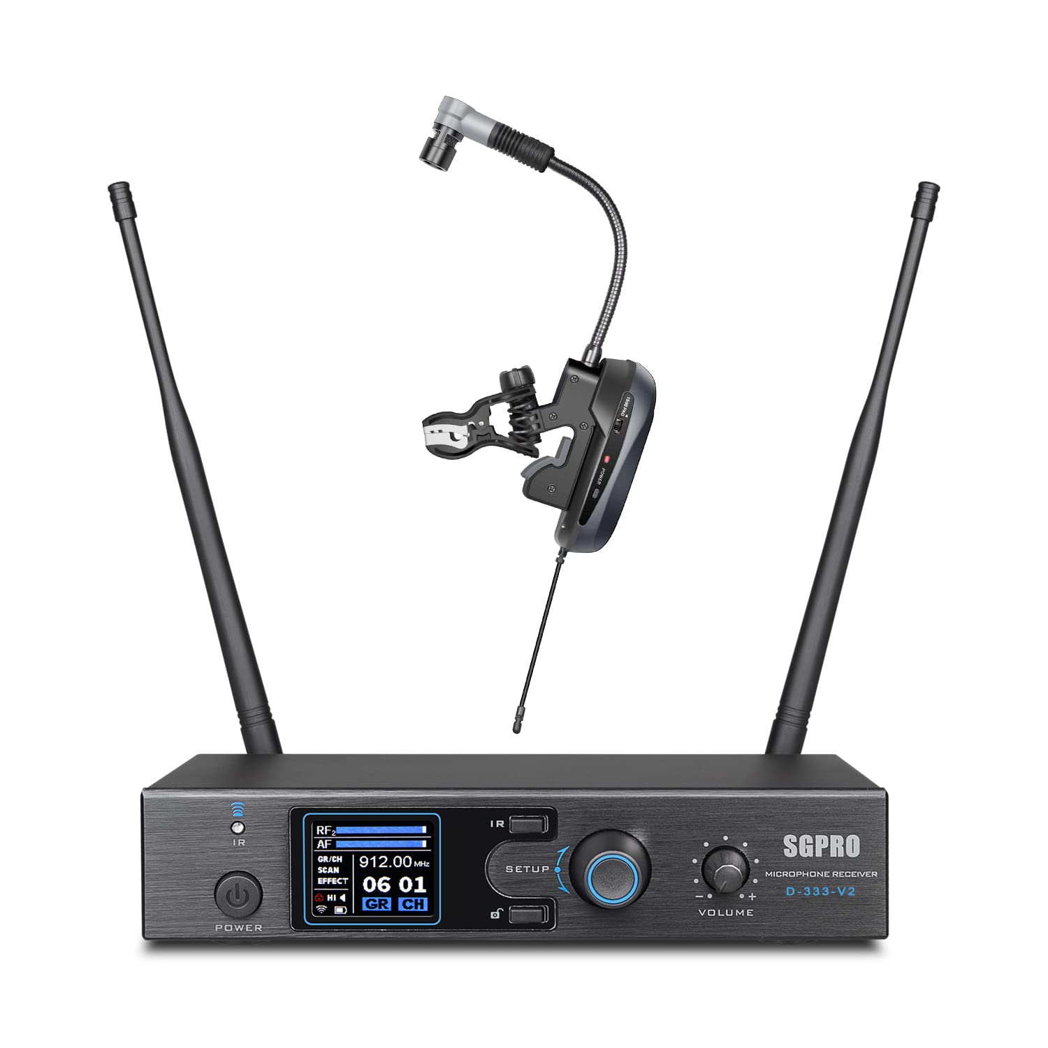 SGPRO Saxophone Wireless Microphone Professional Gooseneck Clip-on Mic ...