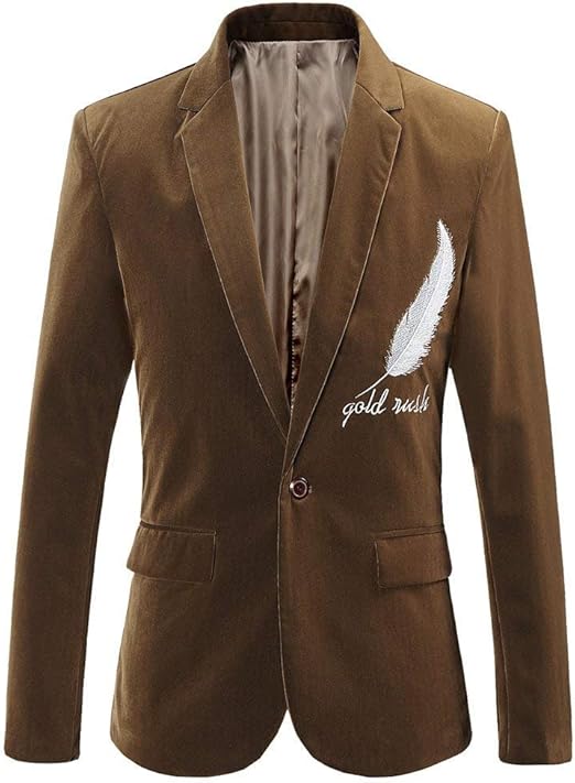 Herren Mode Blazer Chic Feder Bestickt Corduroy Smoking Anzug Festlich ...