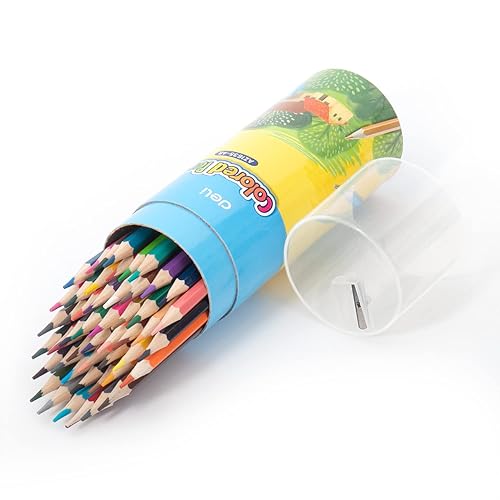 Deli 48 Pack Colored Pencils with Built-in Sharpener in Tube Cap ...