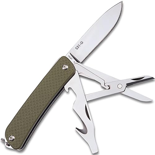 Ruike Keychain Small Pocket Knife,Folding 6 in 1 Multitool,12C27 Steel ...