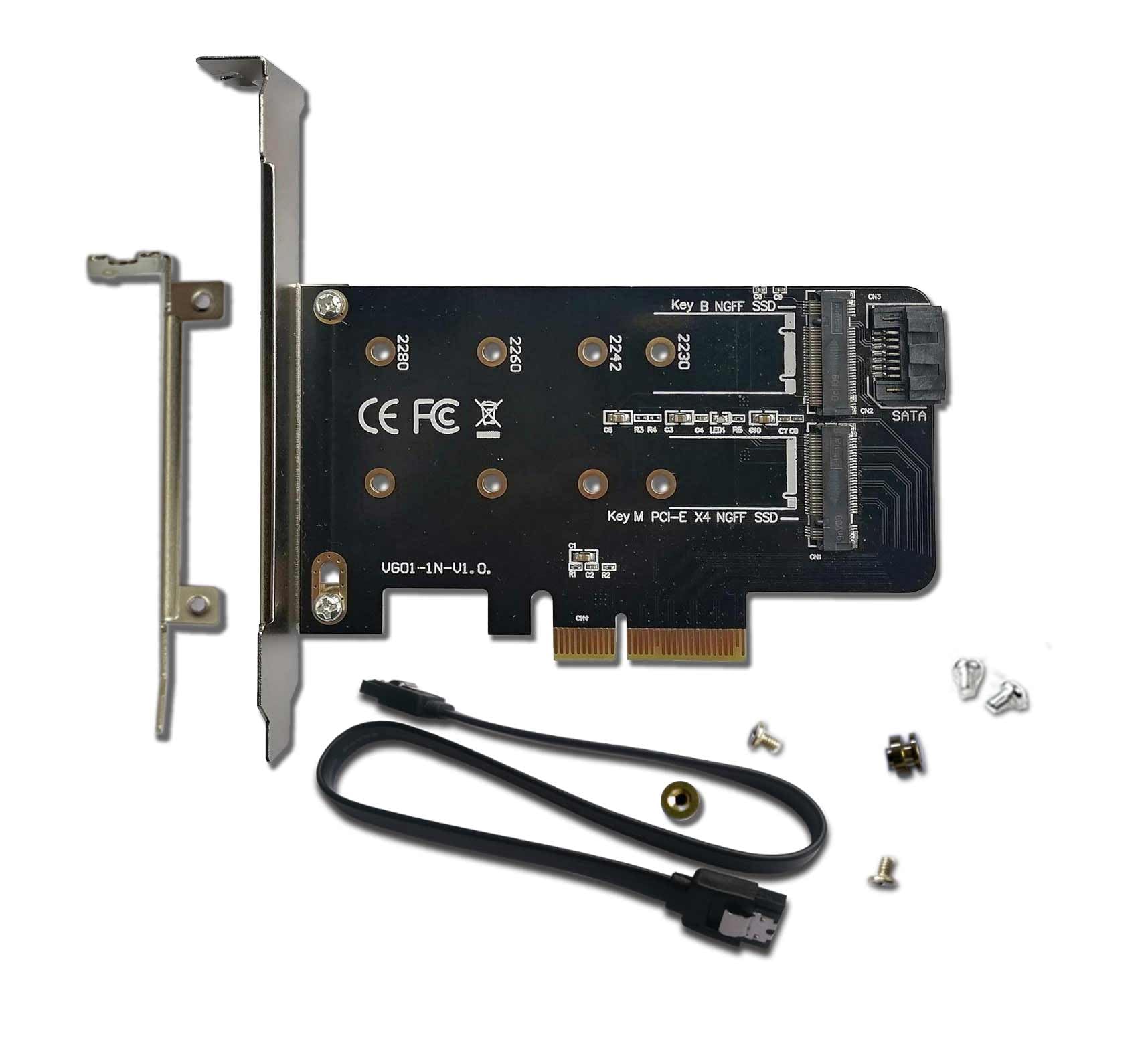Mua PCIe Adapter for One M.2 NVMe Mkey and One SATA Bkey SSD, PCI-e 4.0 ...