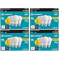 LED TECHNOLOGY EcoSmart 60-Watt Equivalent A19 Dimmable Energy Star LED Light Bulb Bright White ...