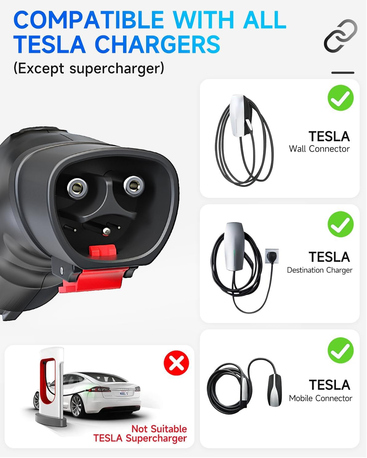 Mua Tesla to j1772 Adapter with Max 60amp 250v, compatible with Tesla ...