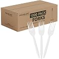 Amazon.com | FOCUSLINE 1000 Count White Plastic Forks, Disposable Forks ...