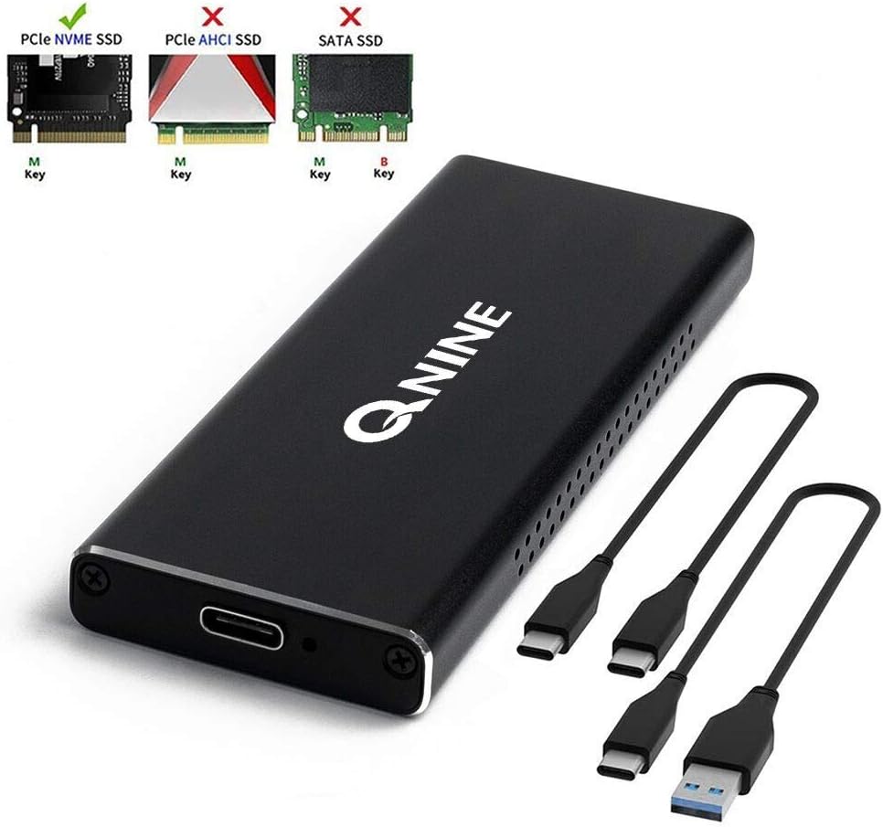 QNINE Boîtier NVME, boîtiers M.2 Adaptateur SSD vers USB 3.1 nvme pcie ...