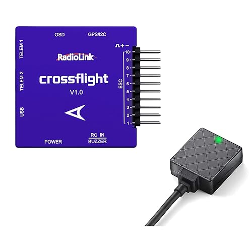 Radiolink Crossflight Flight Controller and M8N TS100 GPS Compass Module, 10 PWM Output OSD ...