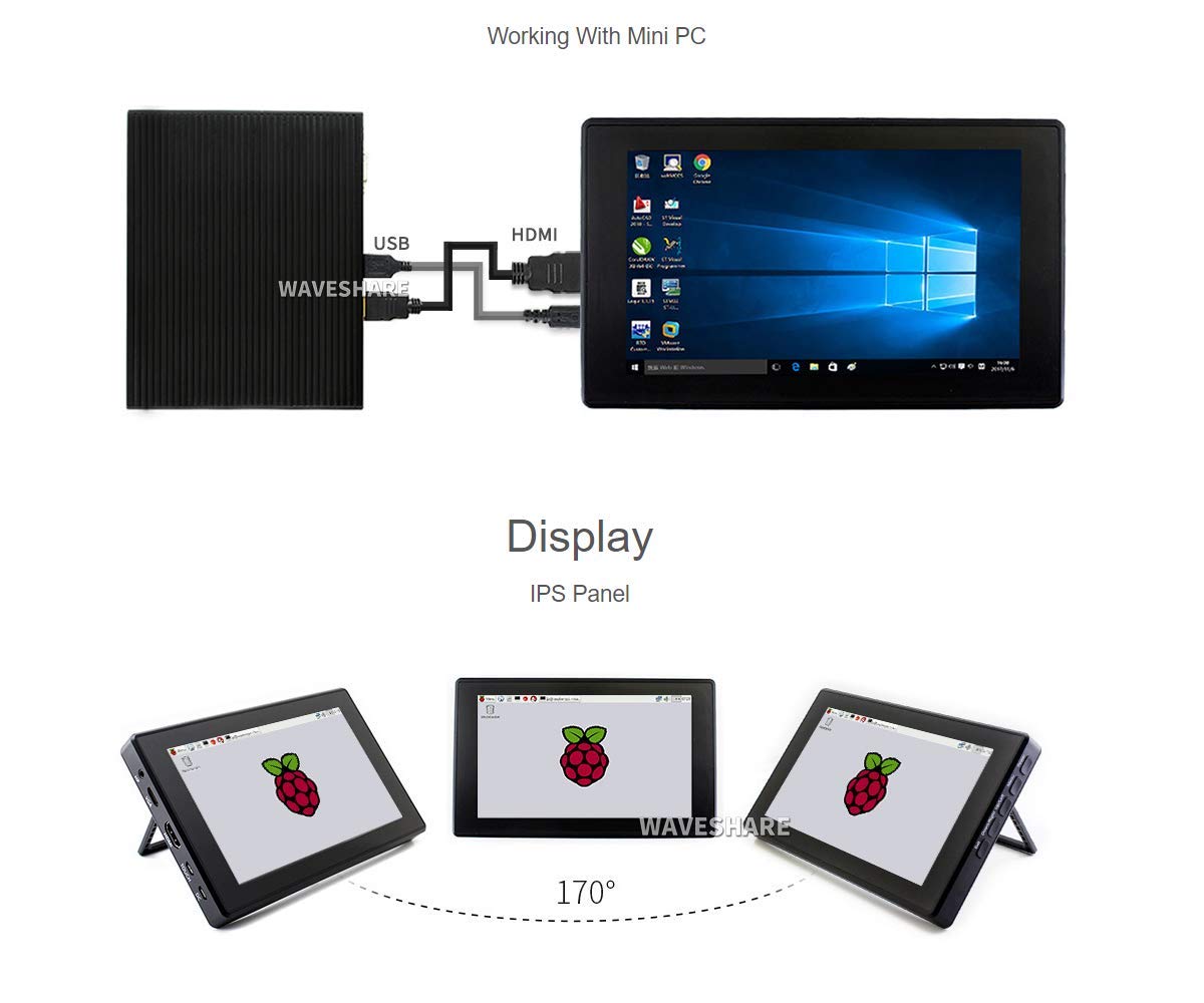 Mua waveshare 7inch HDMI LCD (H) (with case) 1024x600 for Raspberry Pi IPS Display Capacitive ...