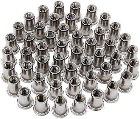 HSEAMALL M6 Stainless Steel Rivet Nut Flat Head Threaded Insert Rivnut Nutsert,50-Pack price in ...