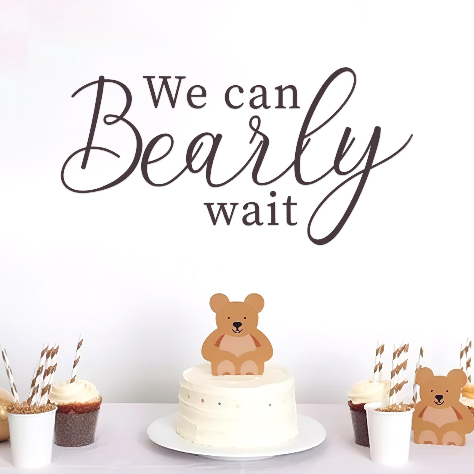 We Can Bearly Wait Sign Decal, We Can Bearly Wait Sticker Baby Shower ...