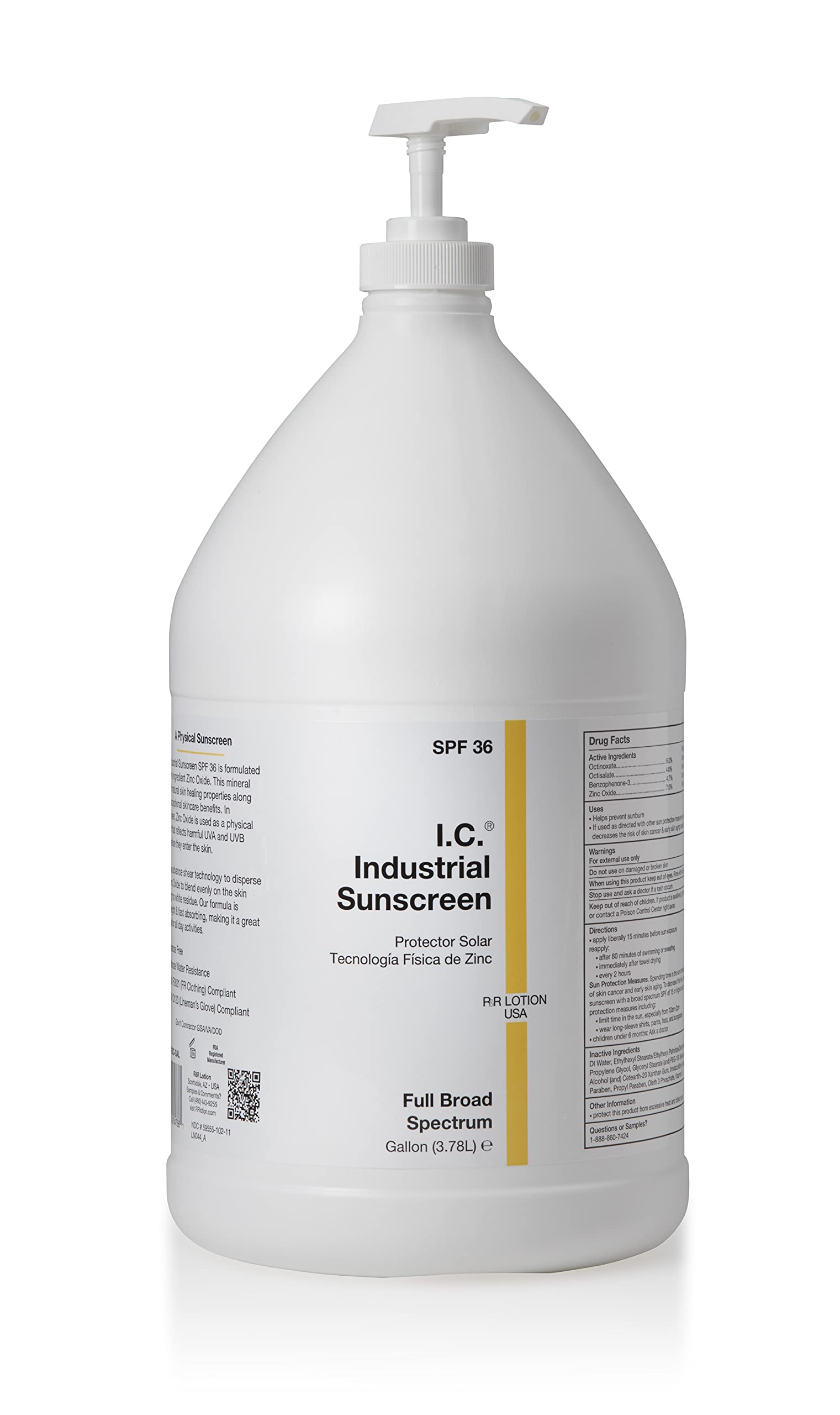 R&R Lotion Industrial Zinc Oxide Sunscreen SPF36, Full Broad Spectrum ...