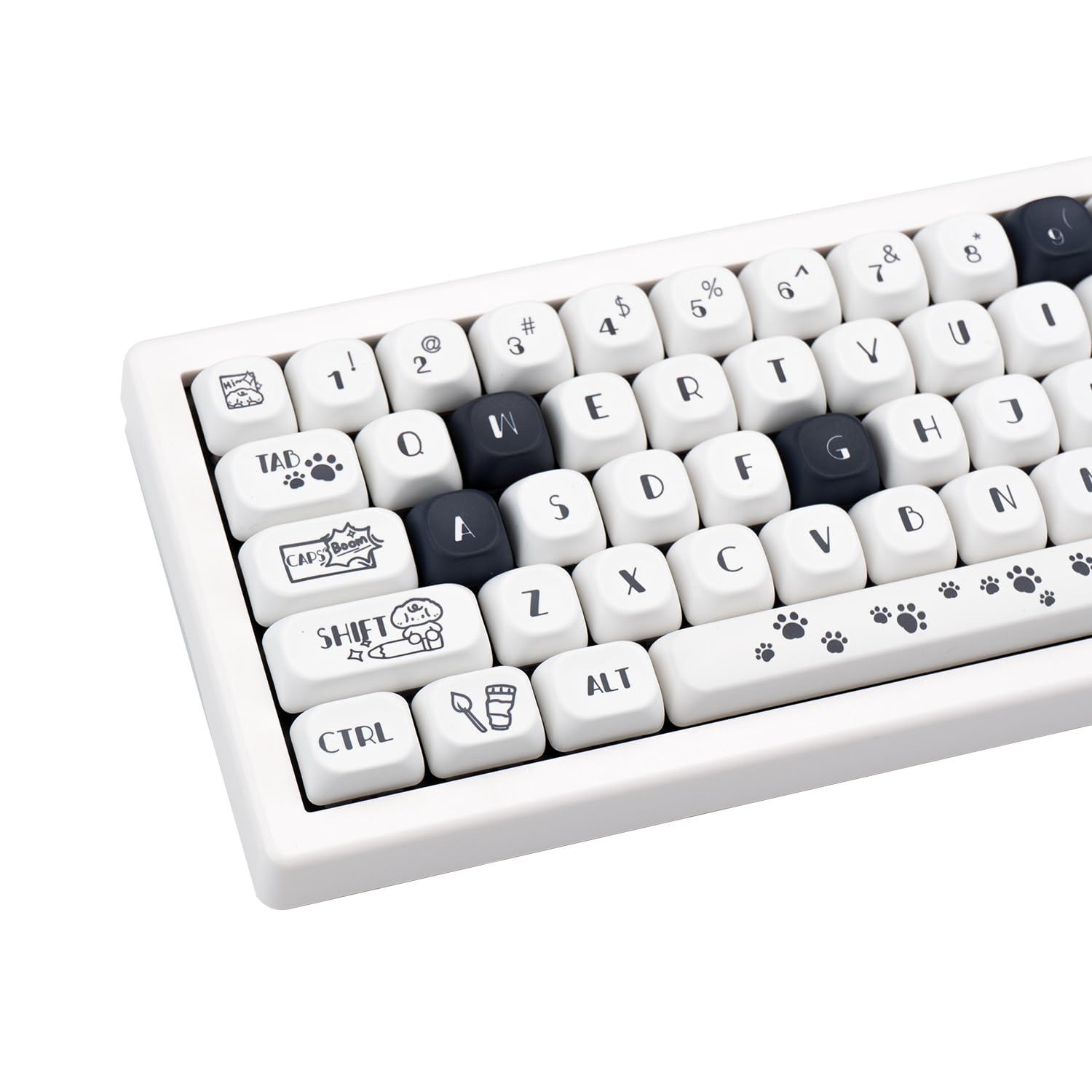 GEKUCAP PBT Keycaps 120 Keys Black White Cute Key caps Dye-Sublimation ...