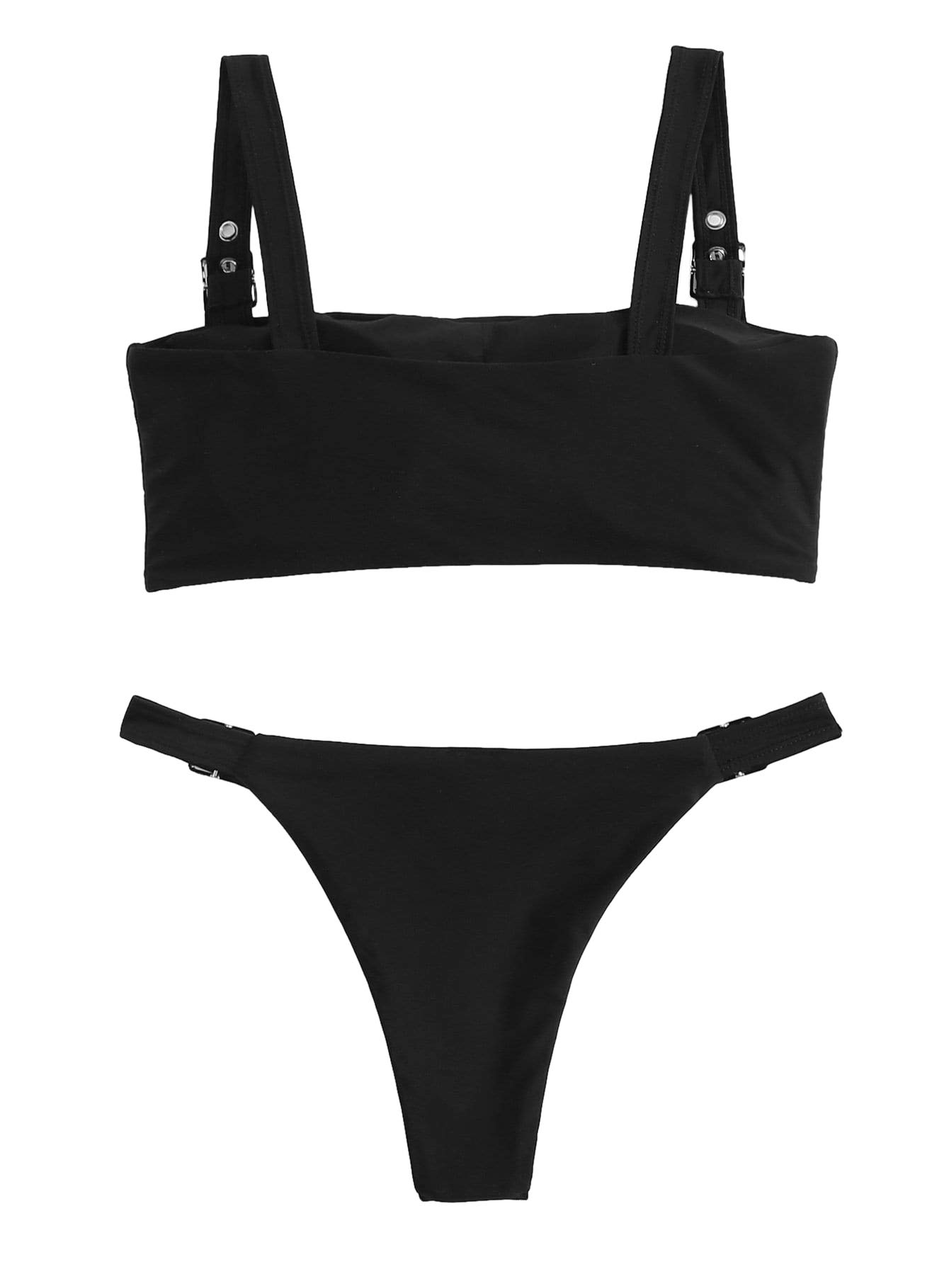 SweatyRocks Women’s Sexy Bathing Suits Square Neck Padded Thong Bikini ...