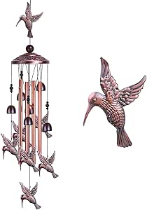 Amazon.com : Garden Hummingbird Wind Chimes Outdoor Decor - With 4 ...
