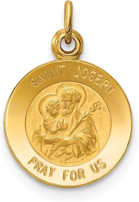 Amazon.com: 14K Yellow Gold Saint Joseph Medal Charm Pendant: Jewelry