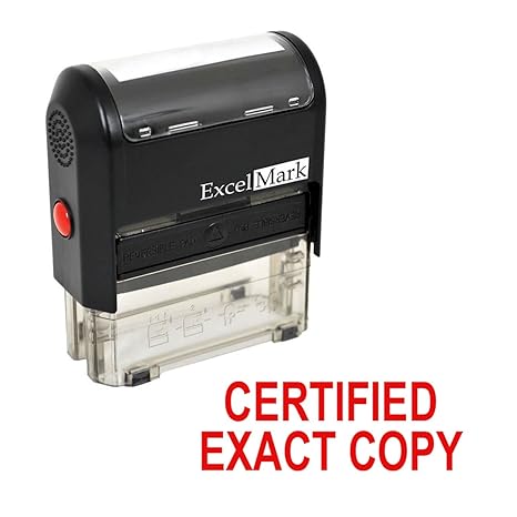 Amazon.com : CERTIFIED EXACT COPY Self Inking Rubber Stamp - Red Ink : Business Stamps : Office ...